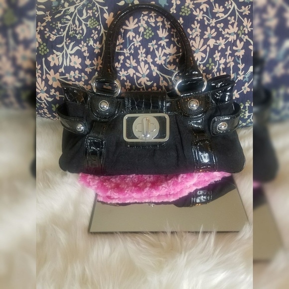 Guess | Bags | Guess Handbag Purse Large Black Silver | Poshmark